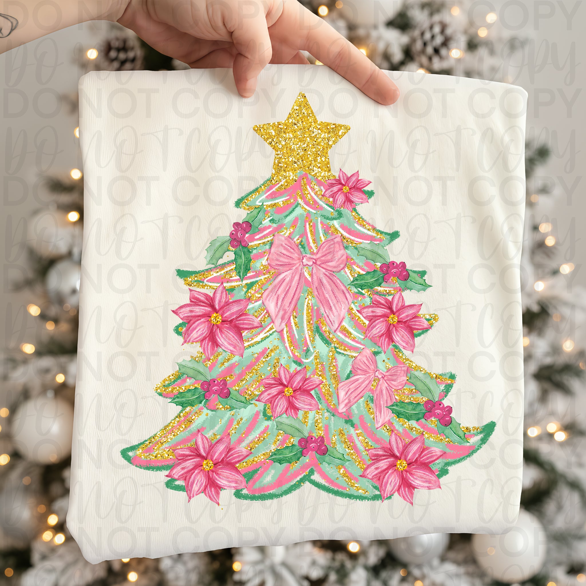 Preppy Pink Floral Christmas Tree PNG – The Urban Artisan Co